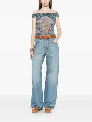 Etro Off-the-shoulder Paisley Print Top