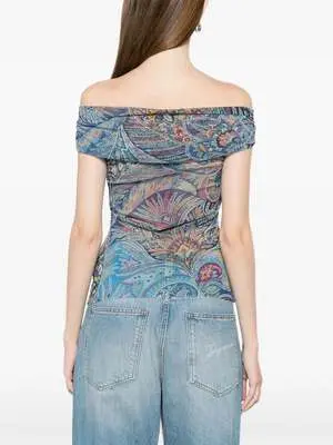 Etro Off-the-shoulder Paisley Print Top