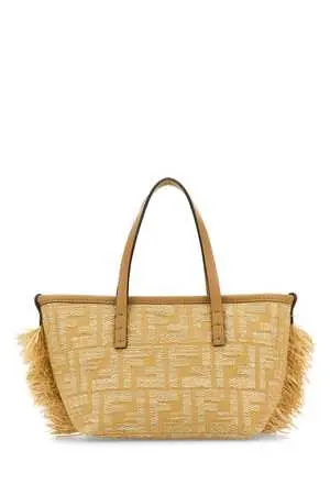 Fendi Embroidered Raffia Mini Roll Handbag - Multicolor