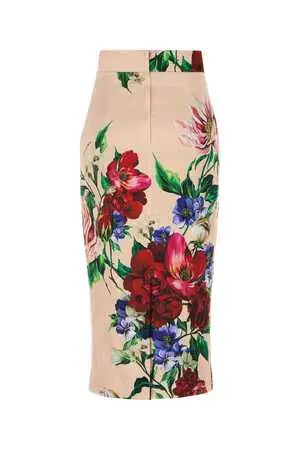 Dolce & Gabbana Printed Stretch Satin Pencil Skirt - Multicolor