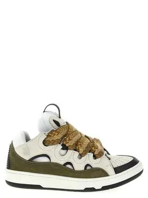 LANVIN Curb Sneakers In Calf Leather, Suede, And Mesh - Multicolor
