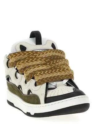 LANVIN Curb Sneakers In Calf Leather, Suede, And Mesh - Multicolor