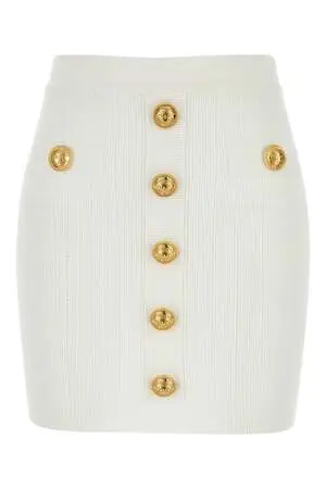 Balmain Ribbed Knit Button-front Mini Skirt - Multicolor