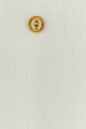 Balmain Ribbed Knit Button-front Mini Skirt - Multicolor