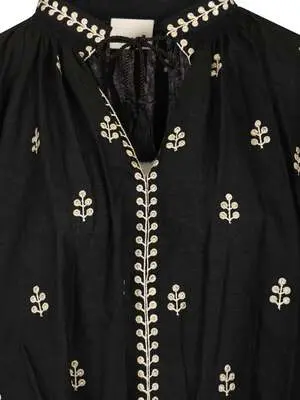 Isabel Marant Étoile Rodis Embroidered Tussar Silk Blouse - Black