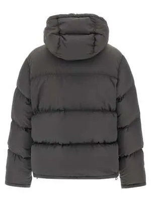 Dolce & Gabbana Quilted Padded Down Jacket With Logo Patch - Gray