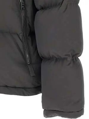 Dolce & Gabbana Quilted Padded Down Jacket With Logo Patch - Gray