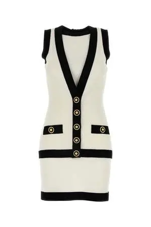 Balmain Knit Dress With Gold Tone Buttons