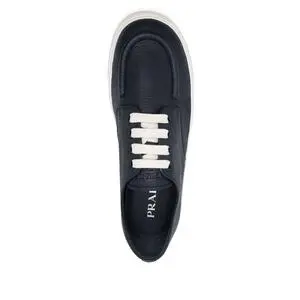Prada Low Top Textured Leather Trainers