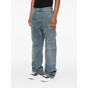 Rick Owens Indigo Cotton Cargo Jeans - Blue
