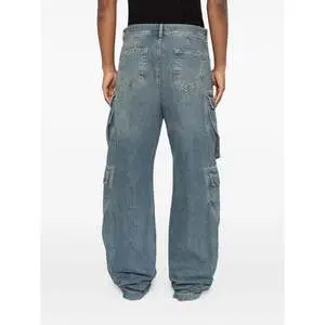 Rick Owens Indigo Cotton Cargo Jeans - Blue