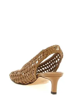 Fendi Braided Leather Slingback Heels