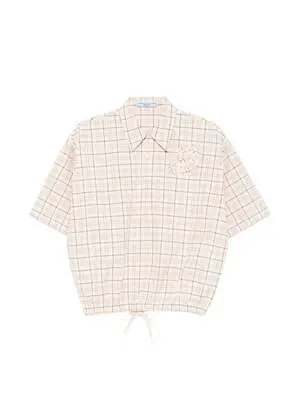 Prada Checked Cropped Poplin Shirt - Multicolor