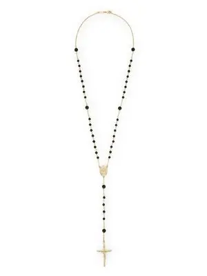 Dolce & Gabbana Brass Rosary Necklace With Cross Pendant - Silver