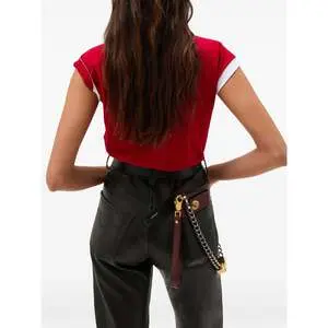 Versace Short-sleeved V-neck Cotton Jersey T-shirt With Medusa Hardware - Red