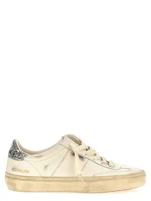 GOLDEN GOOSE Soul Star Leather Sneakers With Glitter Heel - White