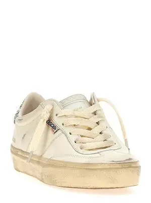 GOLDEN GOOSE Soul Star Leather Sneakers With Glitter Heel