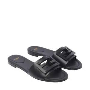 Fendi Baguette Slide Sandals - Black
