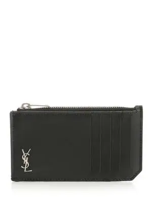 Saint Laurent Fragments Tiny Cassandre Card Holder - Black