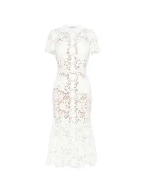 SELF-PORTRAIT Lace Collared Midi Dress - Multicolor