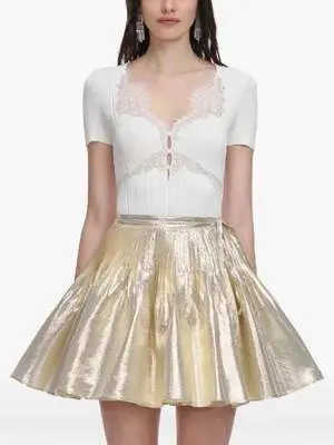 SELF-PORTRAIT Lace Trim Knit Top