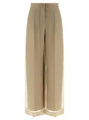Max Mara Silk Organza Wide Leg Pants - Cream