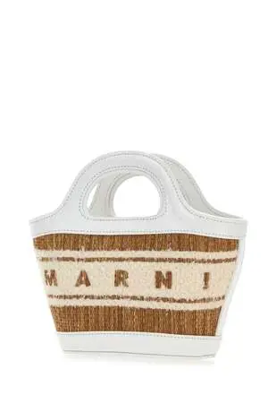 Marni Two-tone Raffia And Leather Micro Tropicalia Summer Handbag