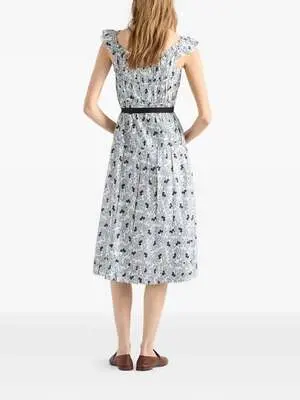 Prada Sleeveless Floral Print Square Neck Midi Dress