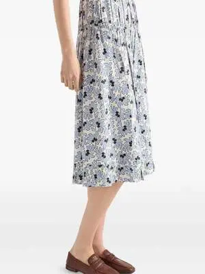 Prada Sleeveless Floral Print Square Neck Midi Dress