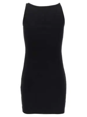 Off-White Off Stamp" Ribbed Stretch Cotton Dress - Black