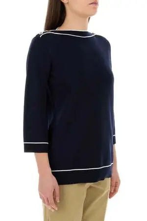 Gucci Navy Wool Boat Neck Sweater - Blue