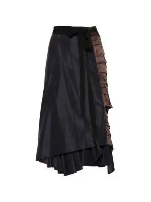 Prada Silk Skirt With Patchwork Construction And Ruffle Details