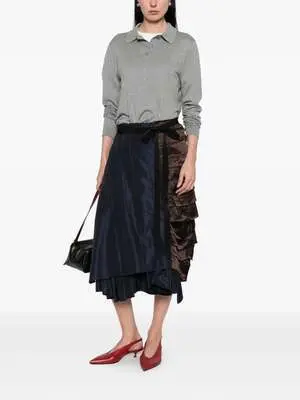Prada Silk Skirt With Patchwork Construction And Ruffle Details
