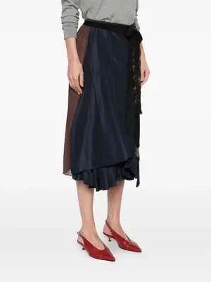 Prada Silk Skirt With Patchwork Construction And Ruffle Details