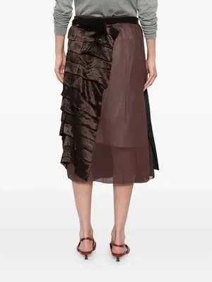 Prada Silk Skirt With Patchwork Construction And Ruffle Details