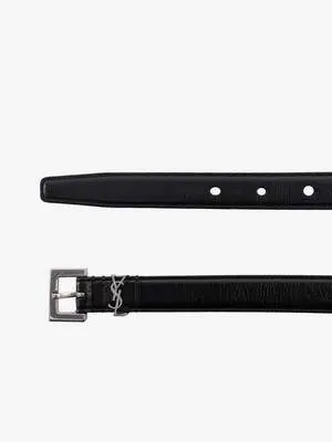 Saint Laurent Black Leather Belt With Cassandre Logo Buckle - Multicolor