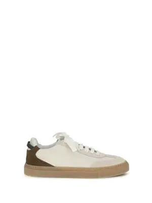 Brunello Cucinelli Suede And Leather Lace-up Sneakers - Multicolor