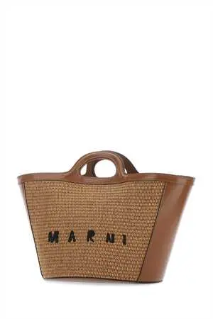 Marni Two-tone Leather And Raffia Tropicalia Summer Handbag - Multicolor