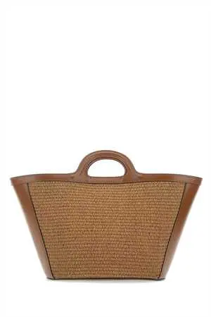 Marni Two-tone Leather And Raffia Tropicalia Summer Handbag - Multicolor