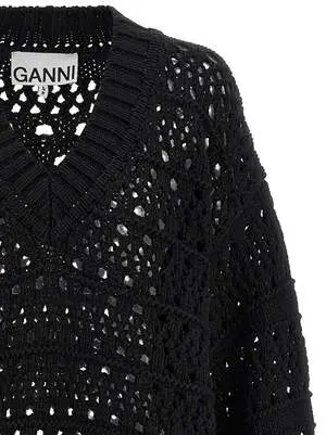 GANNI Crochet V-neck Sweater
