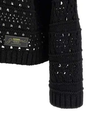 GANNI Crochet V-neck Sweater