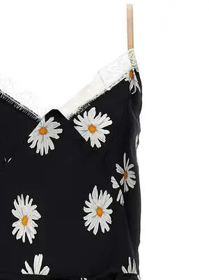 Moschino Silk Lingerie Dress With Daisy Print And Lace Trim