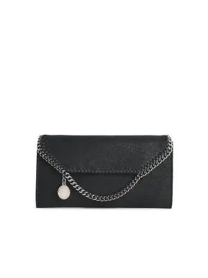Stella McCartney Stella Mccartney 'Continental' Wallet With 'Falabella' Flap In Black Eco Pele Women Black