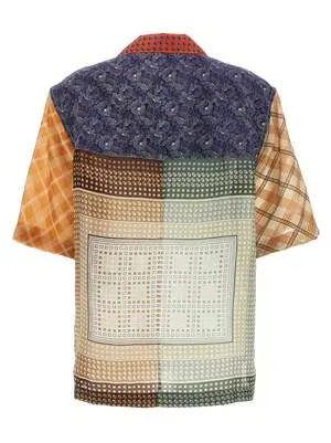 MARINE SERRE Regenerated Silk Patchwork Bowling Shirt - Multicolor