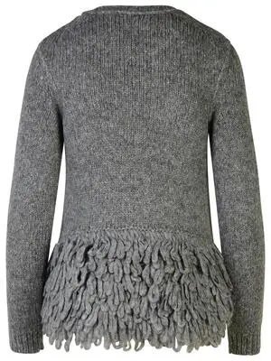 Stella McCartney Grey Alpaca Blend Sweater With Fringe Detail