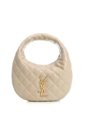 Saint Laurent Saint Laurent Icare Lambskin Quilted Hobo Bag Cream