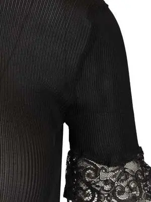 Saint Laurent Fitted Silk T-shirt With Lace Trim