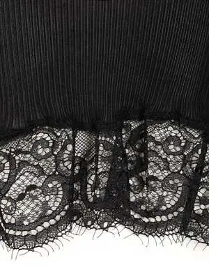 Saint Laurent Fitted Silk T-shirt With Lace Trim
