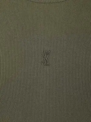 Saint Laurent Cassandre Ribbed Cotton Tank Top - Green