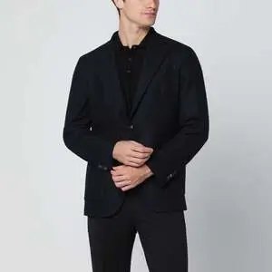 SANTANIELLO Navy Single-breasted Wool Jacket - Blue